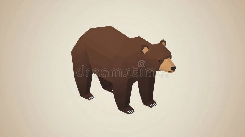 Low Poly Brown Bear stock illustration. Illustration of isolated ...