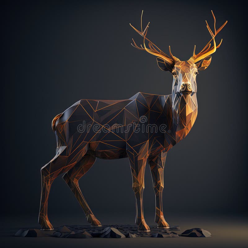 Low Poly Brown Deer. Generative AI Stock Illustration - Illustration of ...