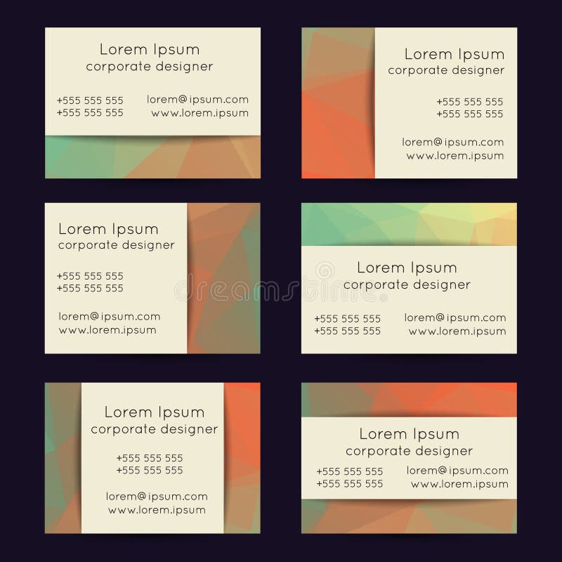 Low Poly Business Cards Templates Stock Illustration - Illustration of ...