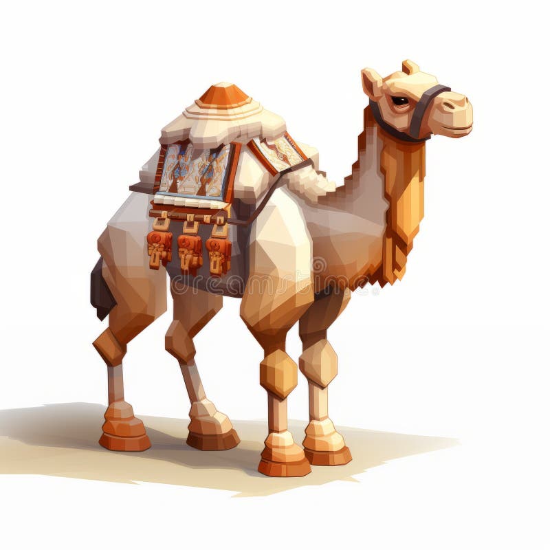 Low Poly Camel with Baskets Detailed Character Design in 2d Game Art ...