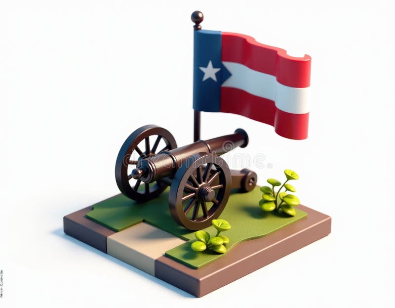 Low Poly Cannon and Flag of Texas Stock Illustration - Illustration of ...