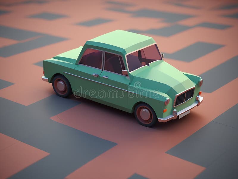Low Poly Car 3d Render - Generated by Ai Stock Illustration ...