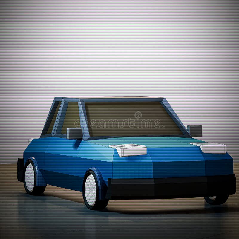 Low Poly Car Isolated on White Stock Illustration - Illustration of ...