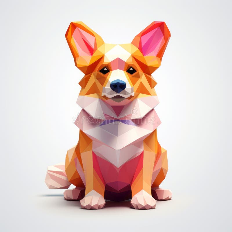 Low Poly Cartoon Pembroke Corgi Eps File with Geometric Shapes Stock ...