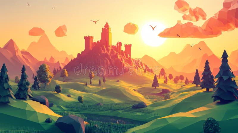Poly Castle Sunset Stock Illustrations – 17 Poly Castle Sunset Stock ...