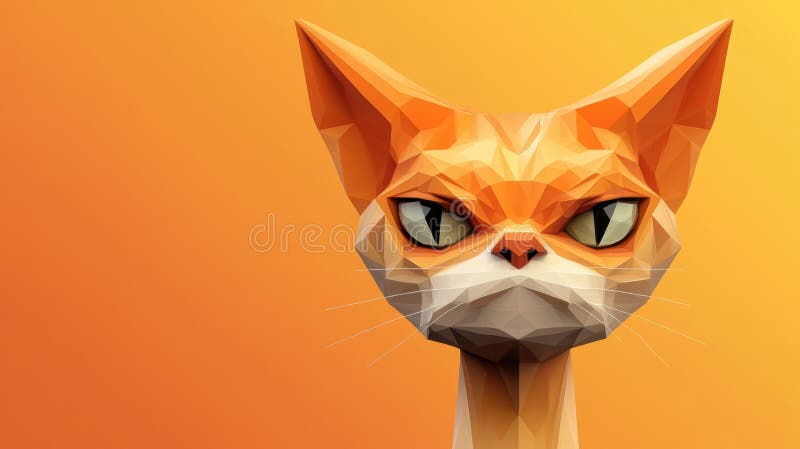 A Low Poly Cat with a Big Frown on Its Face, AI Stock Photo - Image of ...