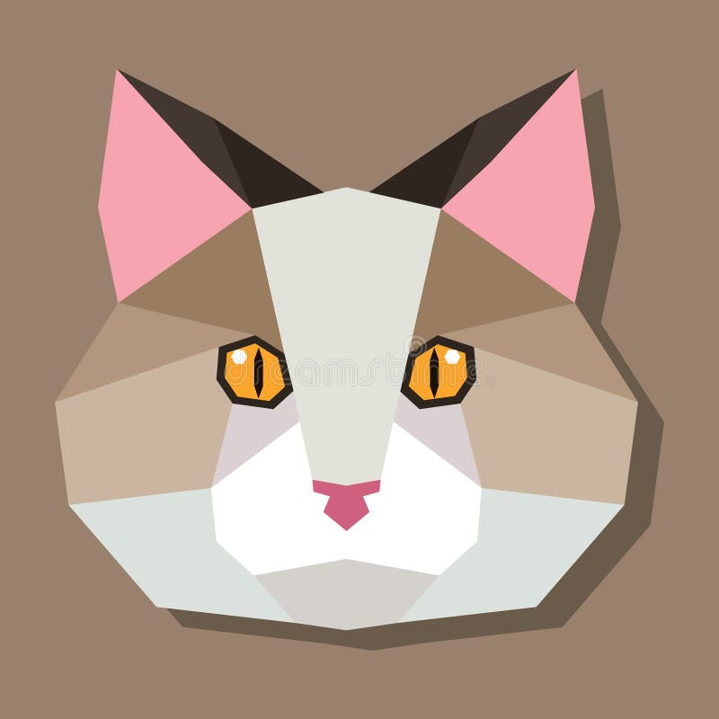 Low Poly Cat Head Front. Vector Stock Vector - Illustration of bright ...