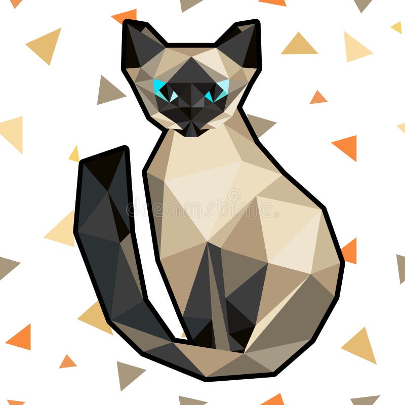 Low Poly Cat. Triangle Polygonal Stile Siamese Kitten Stock Vector ...