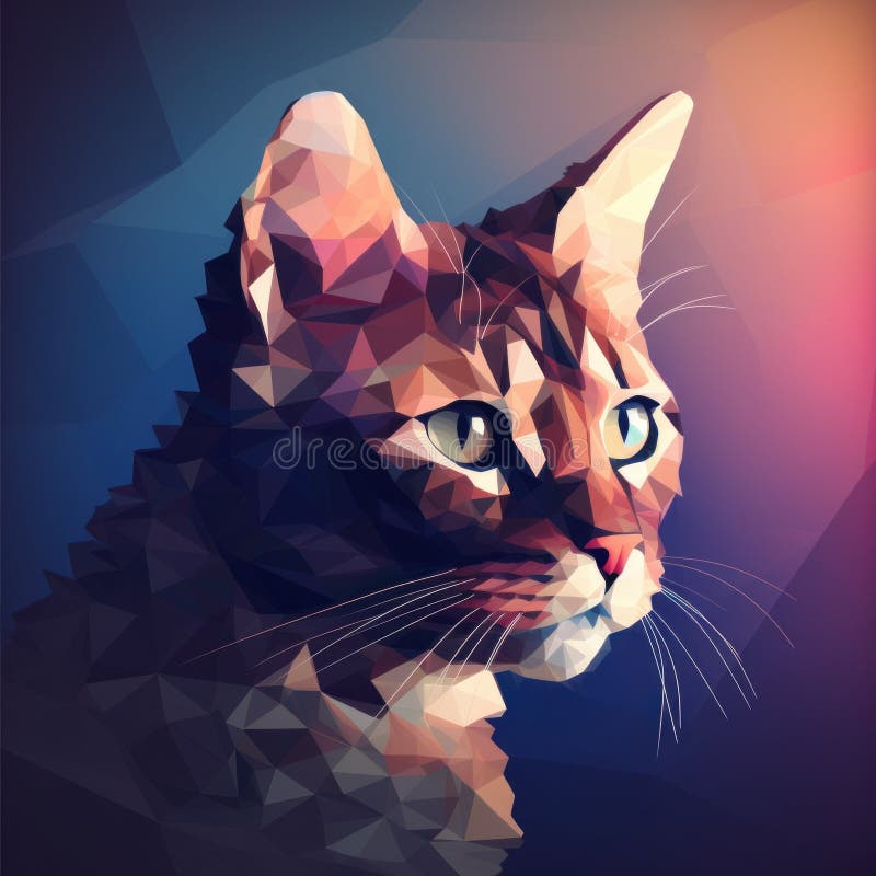 Low Poly Cat Portrait in Surreal Style Stock Illustration ...