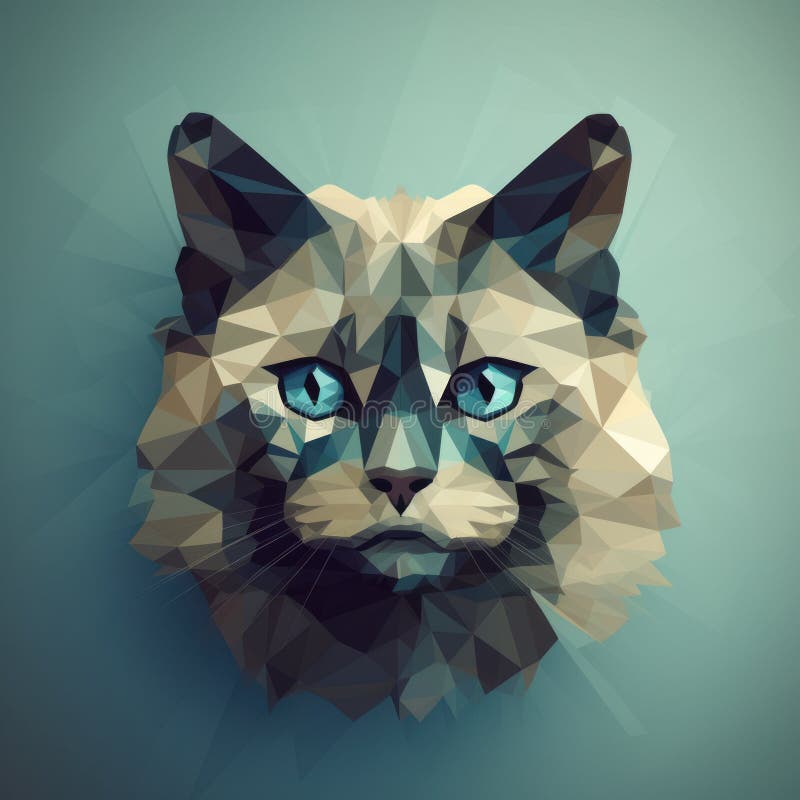 Low Poly Cat Portrait in Surreal Style Stock Illustration ...