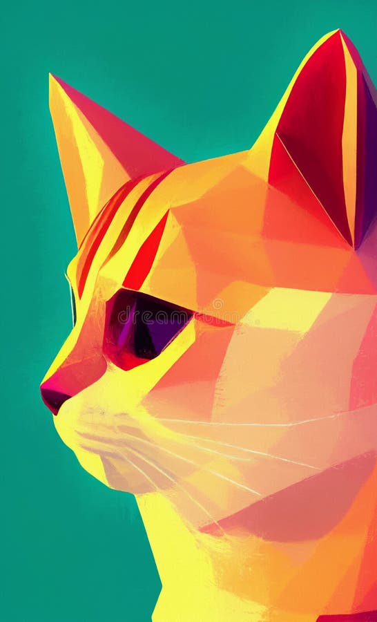 Low Poly Cat - Stylized Digital Art Stock Illustration - Illustration ...
