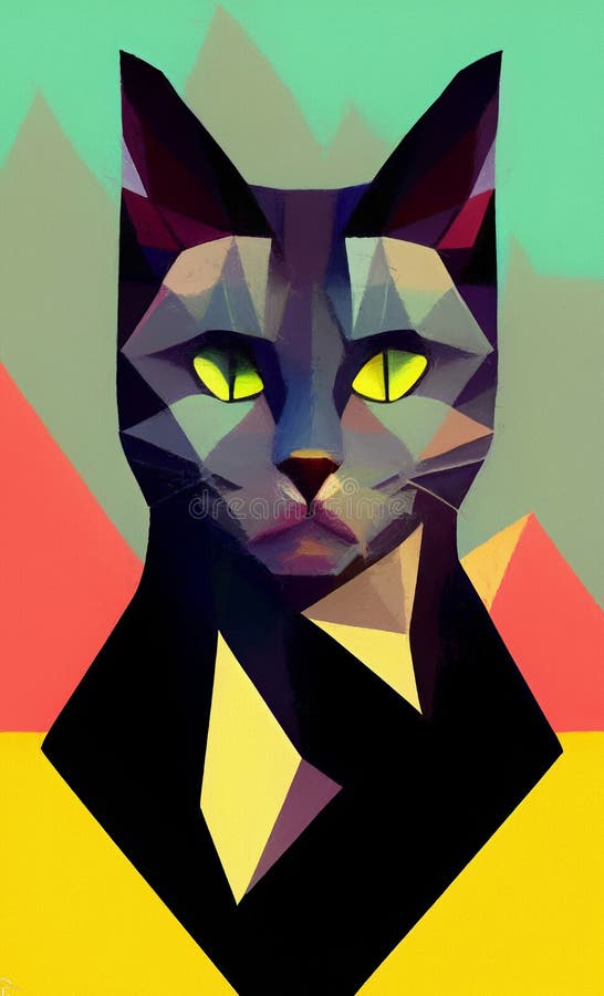 Low Poly Cat - Stylized Digital Art Stock Illustration - Illustration ...