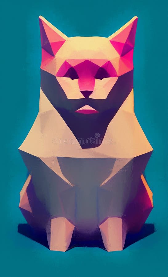 Low Poly Cat - Stylized Digital Art Stock Illustration - Illustration ...