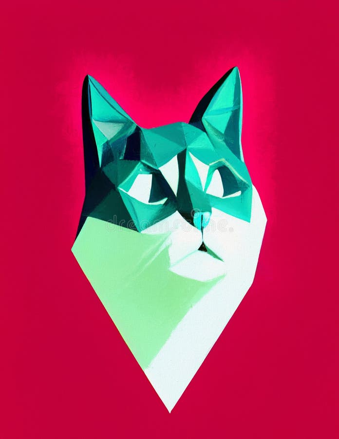 Low Poly Cat - Stylized Digital Art Stock Illustration - Illustration ...