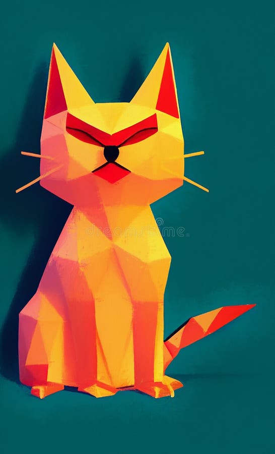 Low Poly Cat - Stylized Digital Art Stock Illustration - Illustration ...