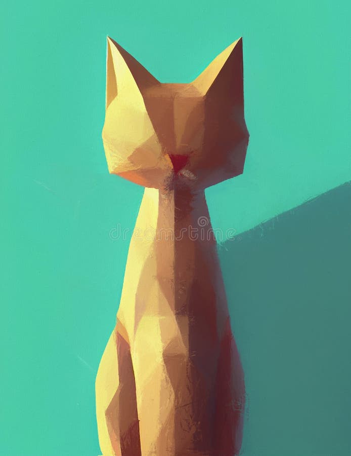 Low Poly Cat - Stylized Digital Art Stock Illustration - Illustration ...