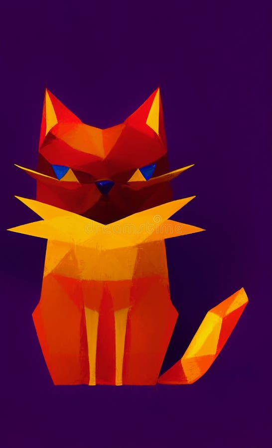 Low Poly Cat - Stylized Digital Art Stock Illustration - Illustration ...