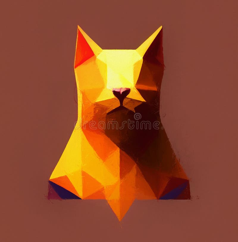 Low Poly Cat - Stylized Digital Art Stock Illustration - Illustration ...