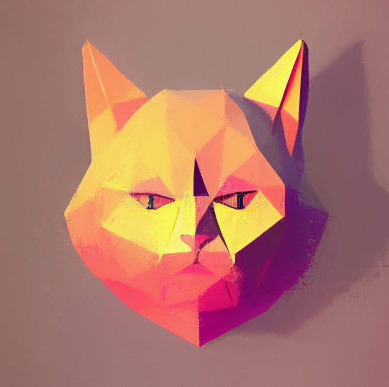 Low Poly Cat - Stylized Digital Art Stock Illustration - Illustration ...