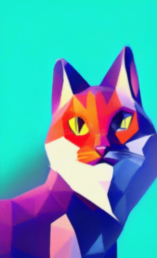 Low Poly Cat - Stylized Digital Art Stock Illustration - Illustration ...