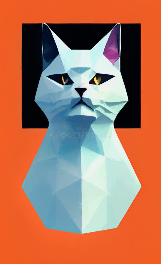 Low Poly Cat - Stylized Digital Art Stock Illustration - Illustration ...