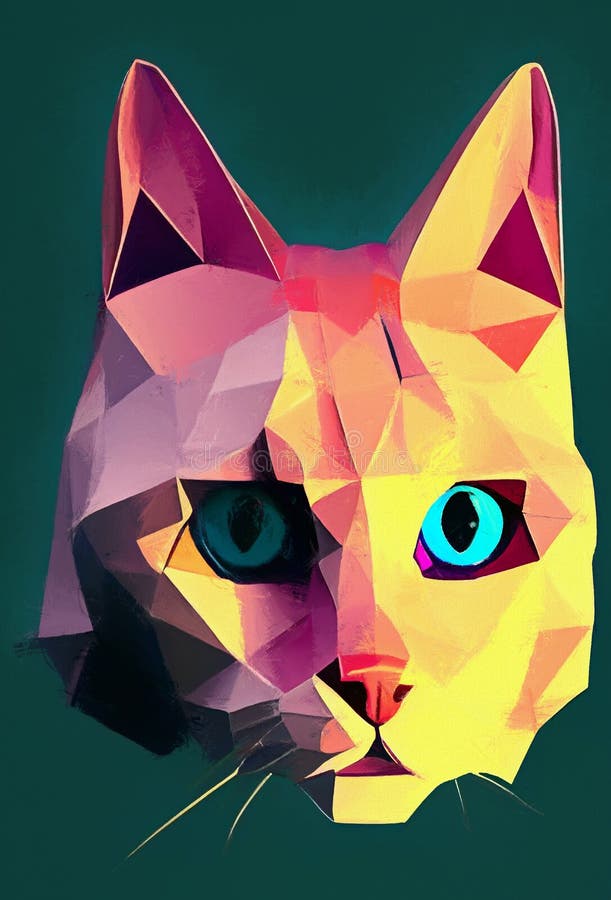 Low Poly Cat - Stylized Digital Art Stock Illustration - Illustration ...