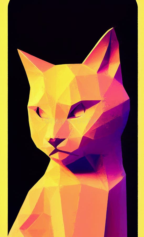 Low Poly Cat - Stylized Digital Art Stock Illustration - Illustration ...