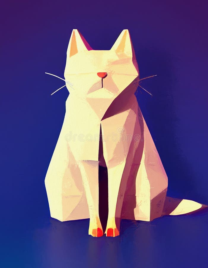 Low Poly Cat - Stylized Digital Art Stock Illustration - Illustration ...
