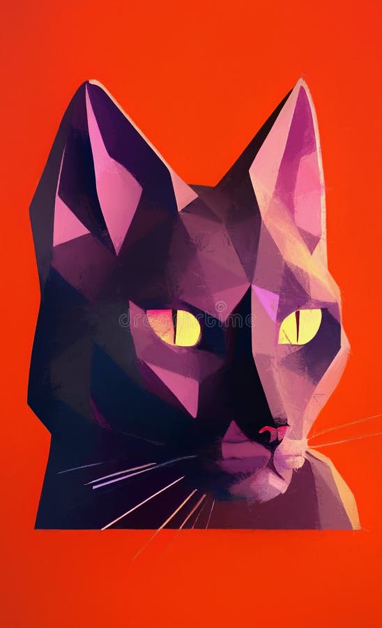 Low Poly Cat - Stylized Digital Art Stock Illustration - Illustration ...