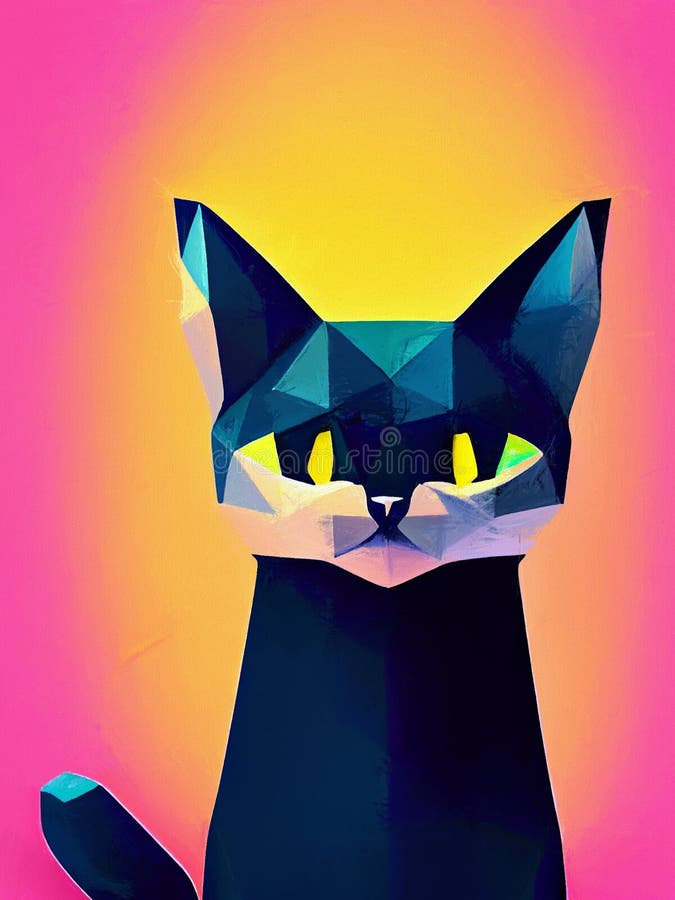 Low Poly Cat - Stylized Digital Art Stock Illustration - Illustration ...