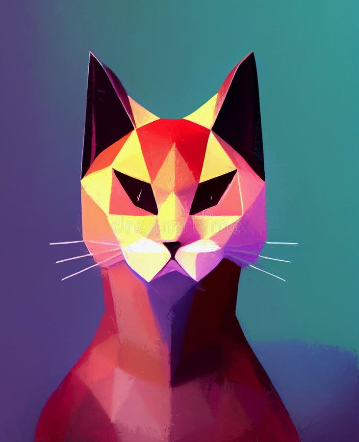 Low Poly Cat - Stylized Digital Art Stock Illustration - Illustration ...