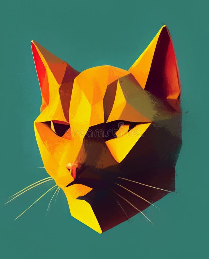 Low Poly Cat - Stylized Digital Art Stock Illustration - Illustration ...