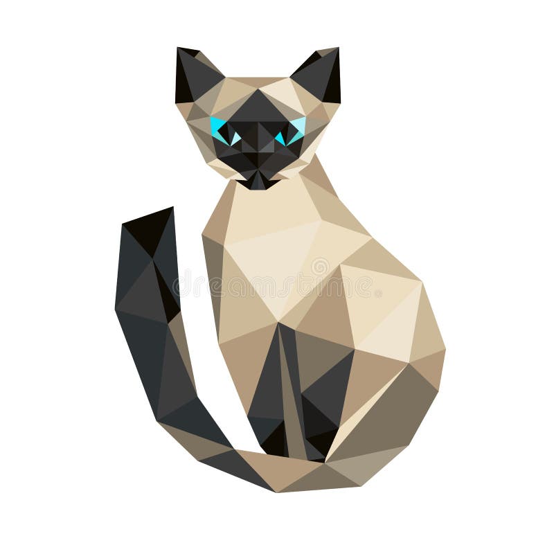 Low Poly Cat. Triangle Polygonal Stile Siamese Kitten Stock Vector ...