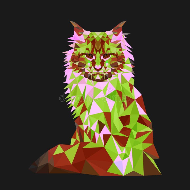 Low Poly Cat. Triangle Polygonal Stile Siamese Kitten. Flat Design ...