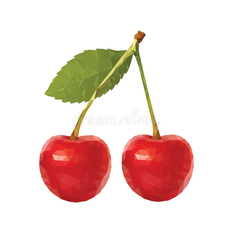 Low Poly Cherry stock vector. Illustration of tree, cherry - 70363731