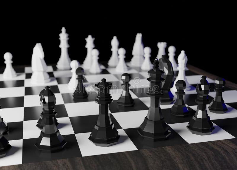Low Poly Chess Set on the Board. Stock Illustration - Illustration of ...
