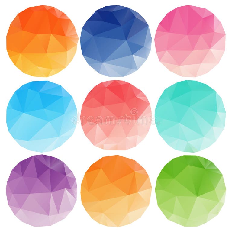 Low Poly Circles with Different Colours Stock Illustration ...