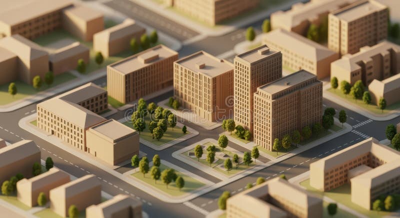 Low Poly Cityscape Model: Urban Development and Architecture Stock ...