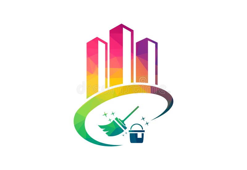 Low Poly and Cleaning Service Logo Design Vector Design Concept Stock ...