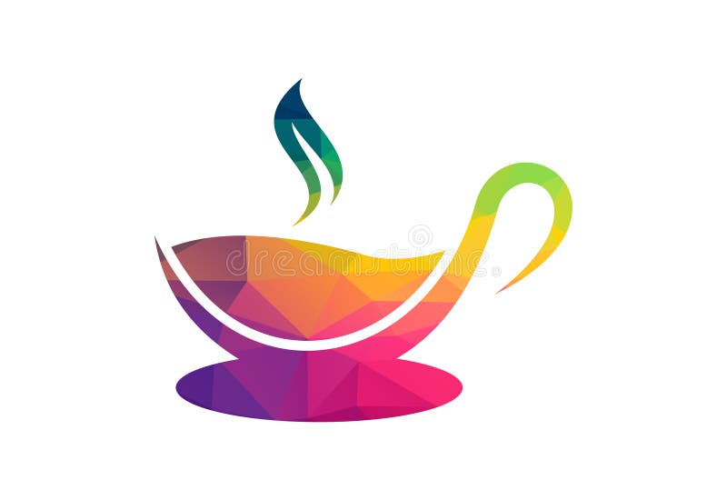 Low Poly and Coffee Shop Logo Design Vector Illustration Stock ...