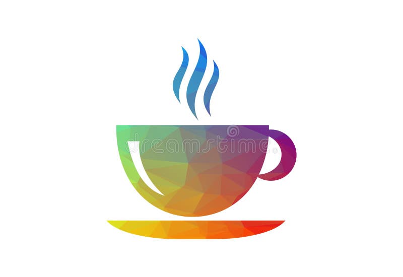 Low Poly and Coffee Shop Logo Design Vector Illustration Stock ...