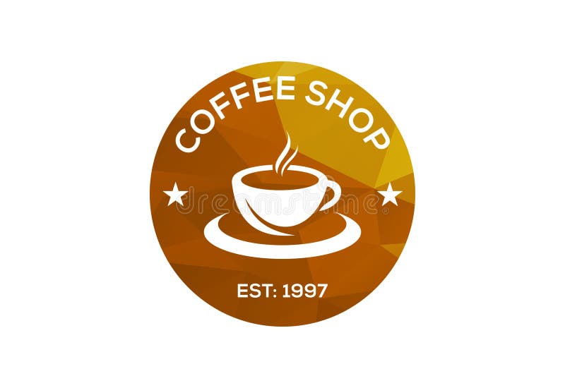 Low Poly and Coffee Shop Logo Design Vector Illustration Stock ...