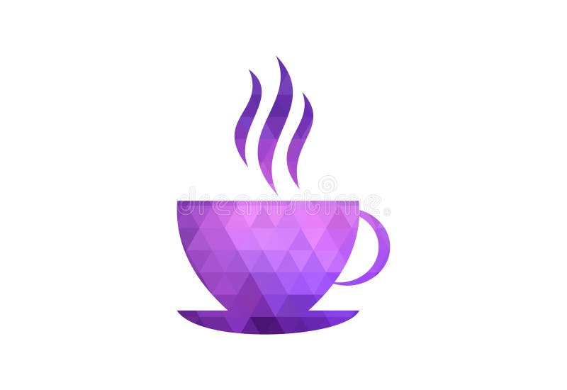 Low Poly and Coffee Shop Logo Design Vector Illustration Stock ...