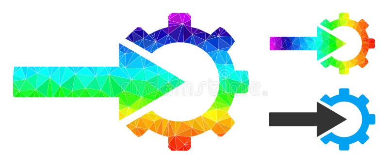 Vector Triangle Filled Cog Integration Icon with Rainbow Gradient Stock ...
