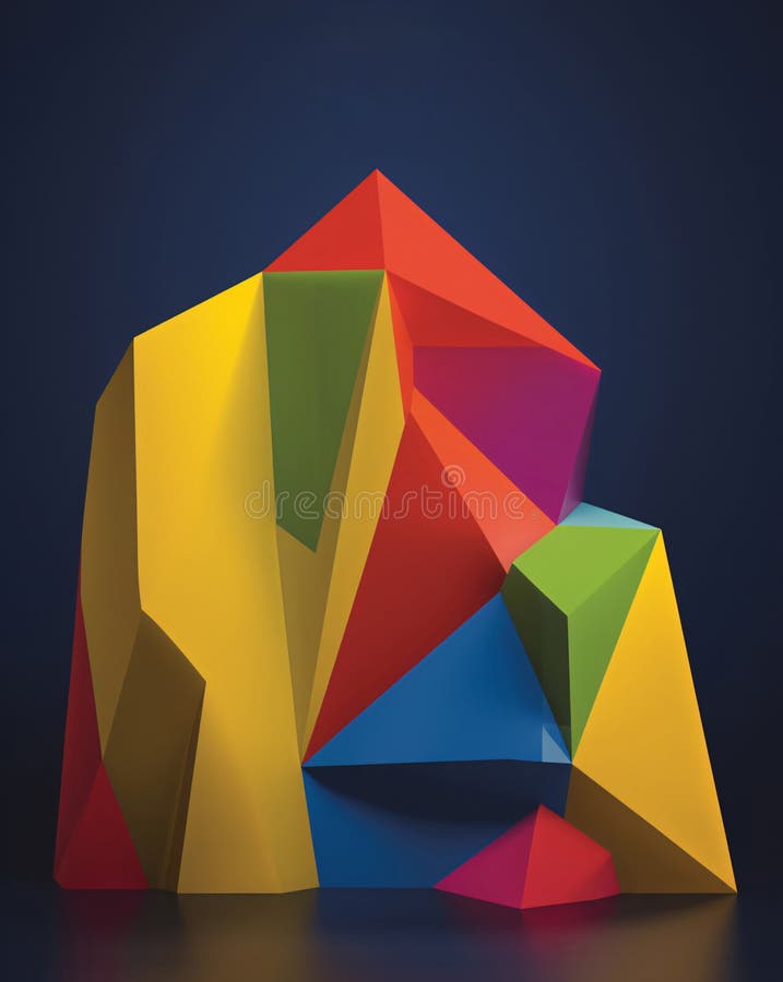 Low Poly Color Geometric Design, AI Generated Stock Image - Image of ...