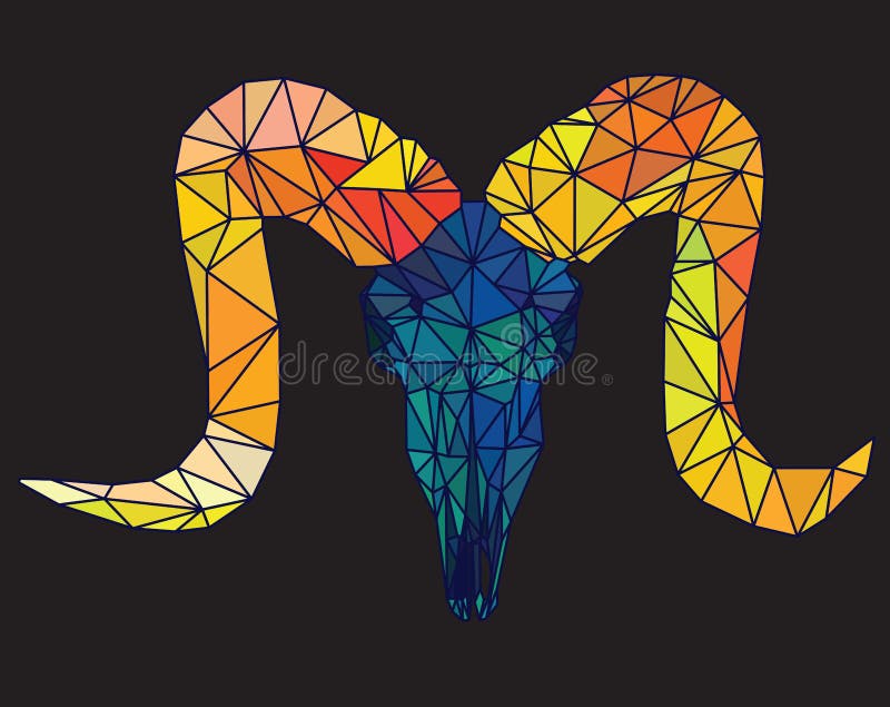 Low-poly Colorful Geometric Ram Skull Art Stock Illustration ...
