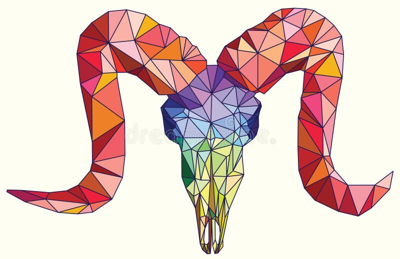 Low-poly Colorful Geometric Ram Skull Art Stock Vector - Illustration ... Low-poly Colorful Geometric Ram Skull Art Stock Vector - Illustration ...