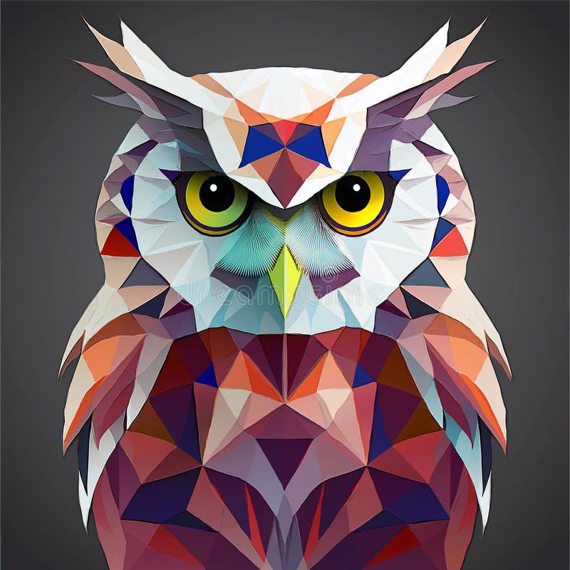 Low poly colorful owl stock illustration. Illustration of cute - 336018314