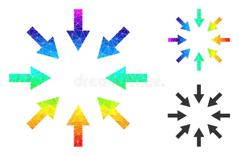 Vector Polygonal Compact Arrows Icon with Spectrum Gradient Stock ...