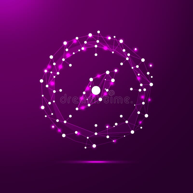 Low Poly Compass in the Form of a Starry Sky or Space, Consisting of ...